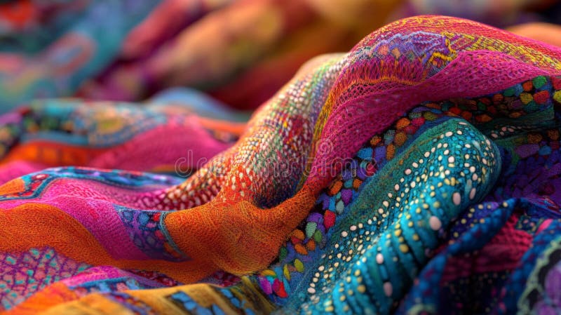 Colorful Fabric Texture with Intricate Pattern Stock Illustration ...