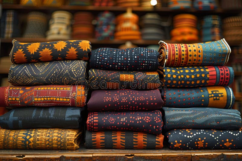 Colorful Fabric with a Variety of African Patterns and Designs Stock ...
