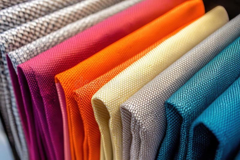 Colorful Fabrics Displayed on Rack, Showcasing Variety of Textiles and ...