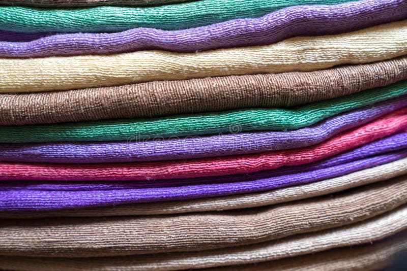 Colorful Fabrics Made of Pure Natural Silk Stock Photo - Image of ...