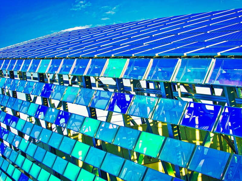 Colorful Facade of a Building with a Vibrant Rectangular Window Pattern ...