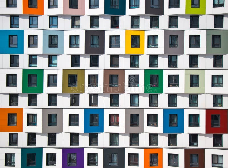 Colorful Facade of the New Building. Modern Architecture, Residential ...