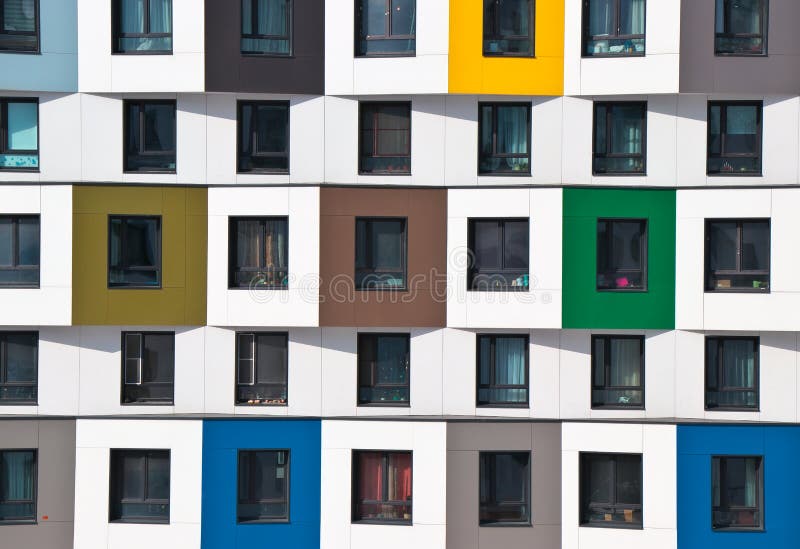 Colorful Facade of the New Building. Modern Architecture, Residential ...