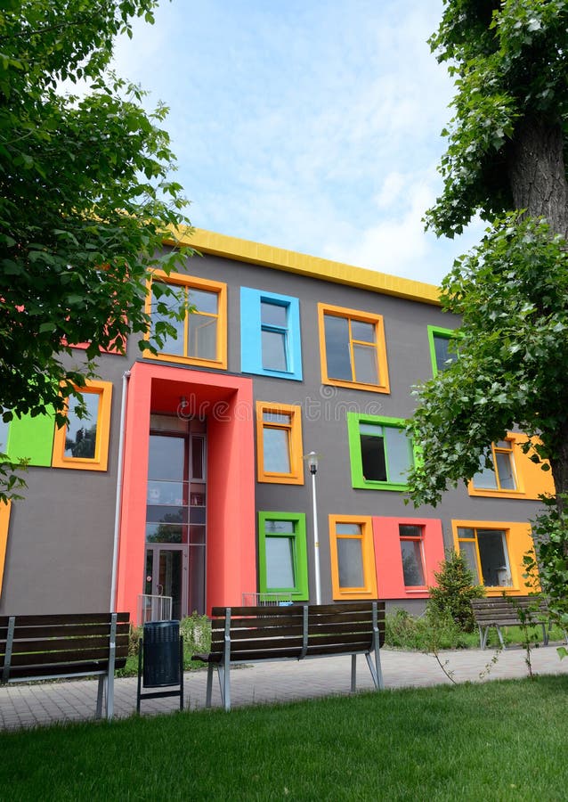Colorful Facade of the School of Arts Stock Image - Image of arts ...