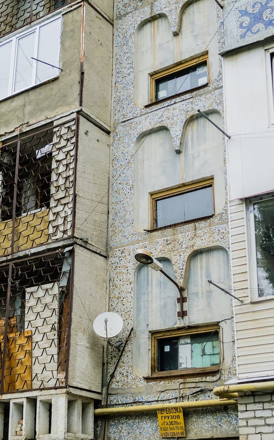 Colorful Facade of a Soviet-built House. Derbent, Dagestan, Russia ...