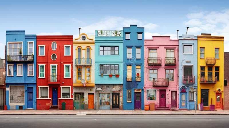 Colorful Facades: Buildings with Bright Colors and Unique Facades Stock ...