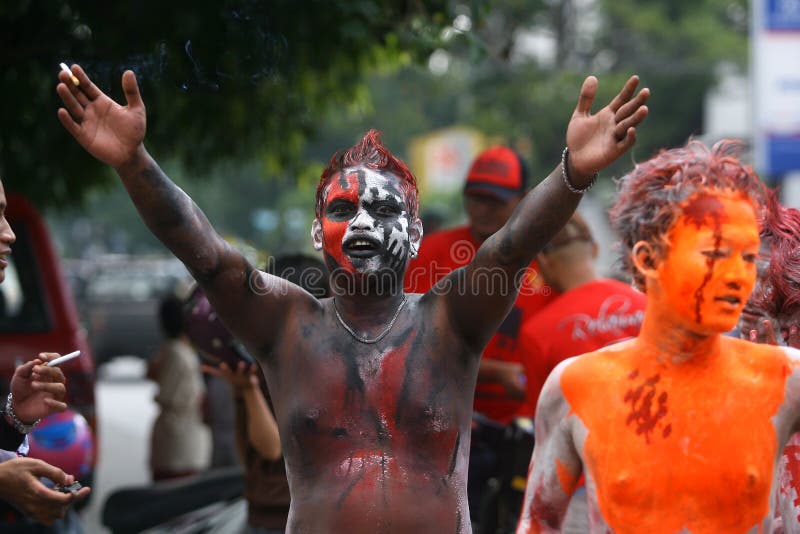 The Colorful Face of Joko Widodo Supporter Editorial Stock Image ...