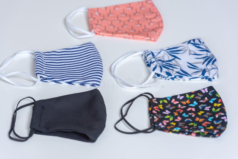 Colorful Face Masks on White Background for Prevention for COVID 19 ...