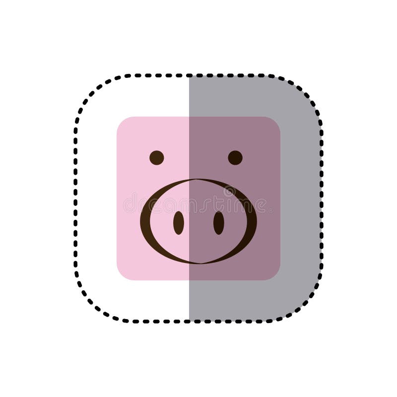 Colorful Face Sticker of Pig Face in Square Frame Stock Illustration ...
