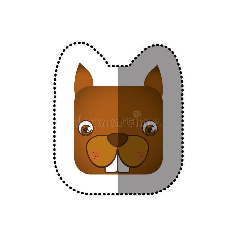 Colorful Face Sticker of Squirrel in Square Shape Stock Illustration ...