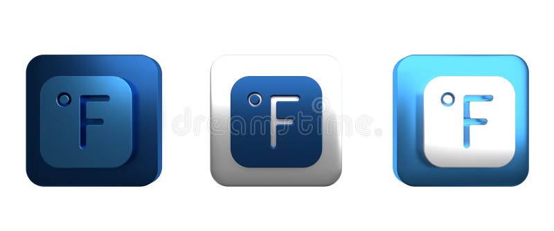 Colorful Fahrenheit Icon Isolated on White Background. Square Button ...
