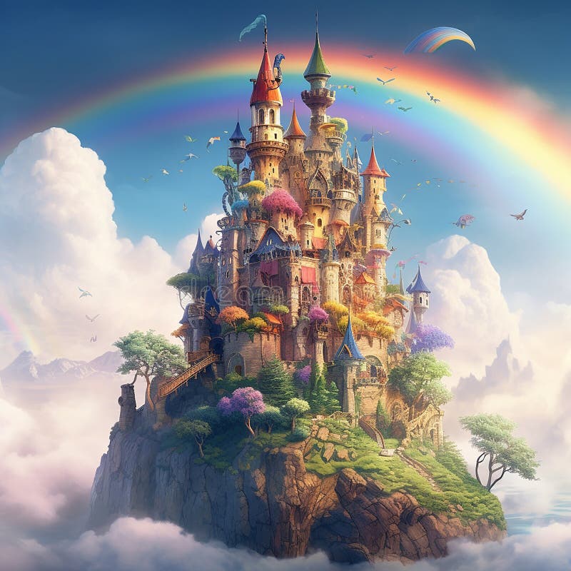 Fairytale Castle Rainbow Colorful Stock Illustrations – 406 Fairytale ...