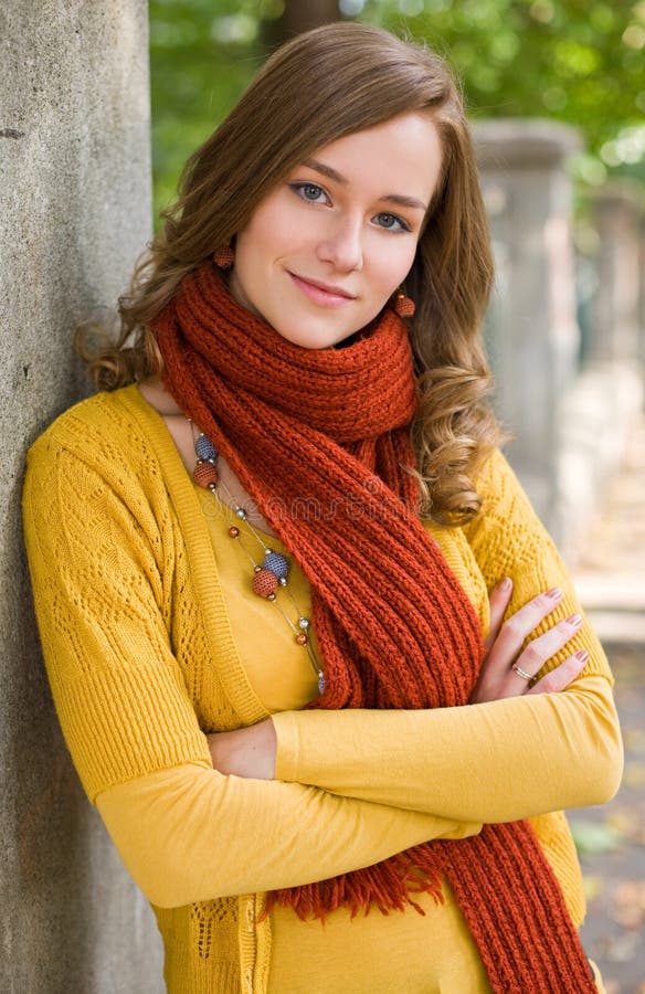 Colorful Fall Fashion Woman. Stock Photo - Image of nature, camera ...