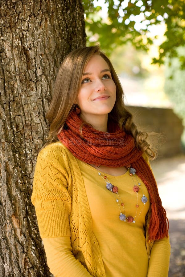 Dreamy Fall Fashion Girl in Colorful Clothes. Stock Image - Image of ...
