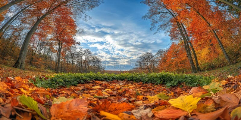 Colorful Fall Foliage a Ground-Level Perspective of Towering Trees in ...
