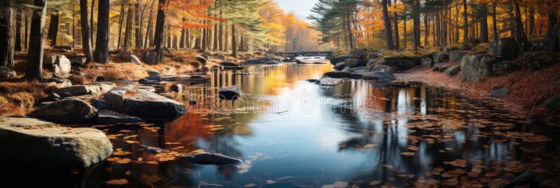 Colorful Fall Foliage in a Serene Forest Setting Stock Illustration ...