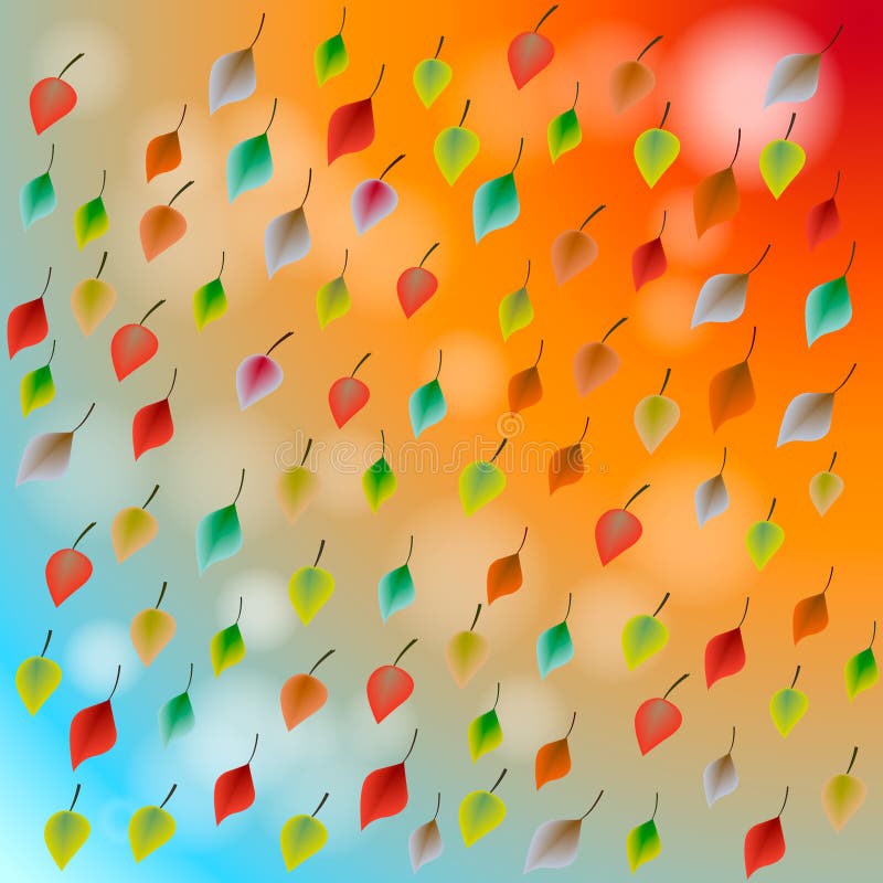 Colorful Falling Autumn Leaves Stock Illustration - Illustration of ...