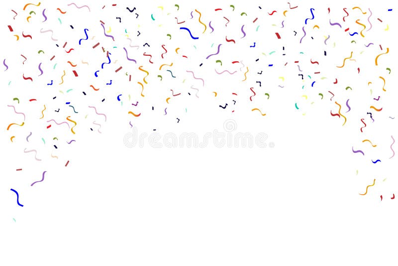 Colorful Falling Colorful and Confetti Ribbon. Isolated on a White ...