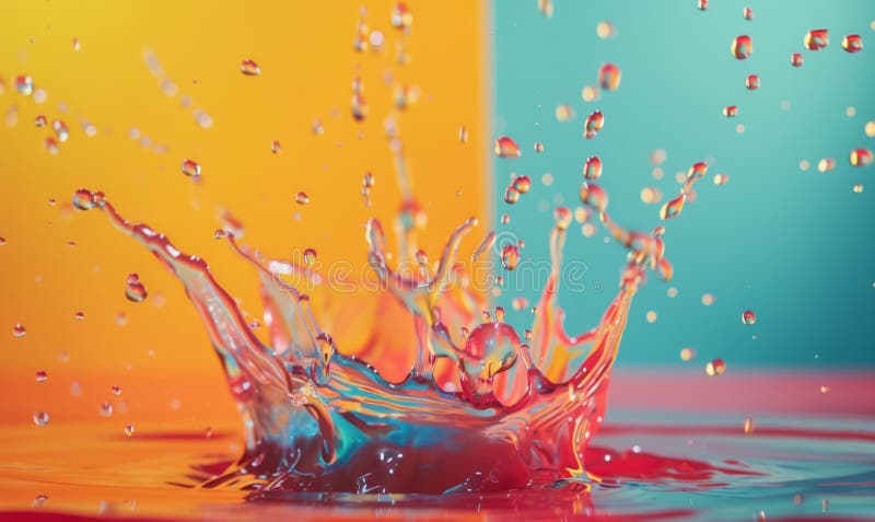 Colorful Falling Splash with Liquid Drops Stock Illustration ...