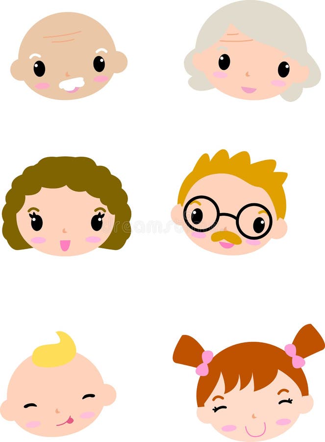 Family faces collection stock vector. Illustration of generations - 9833242