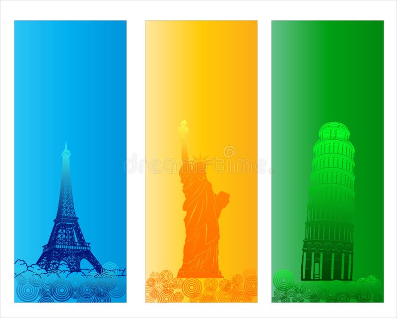 Colorful Famous City Banner Stock Illustration - Illustration of blue ...