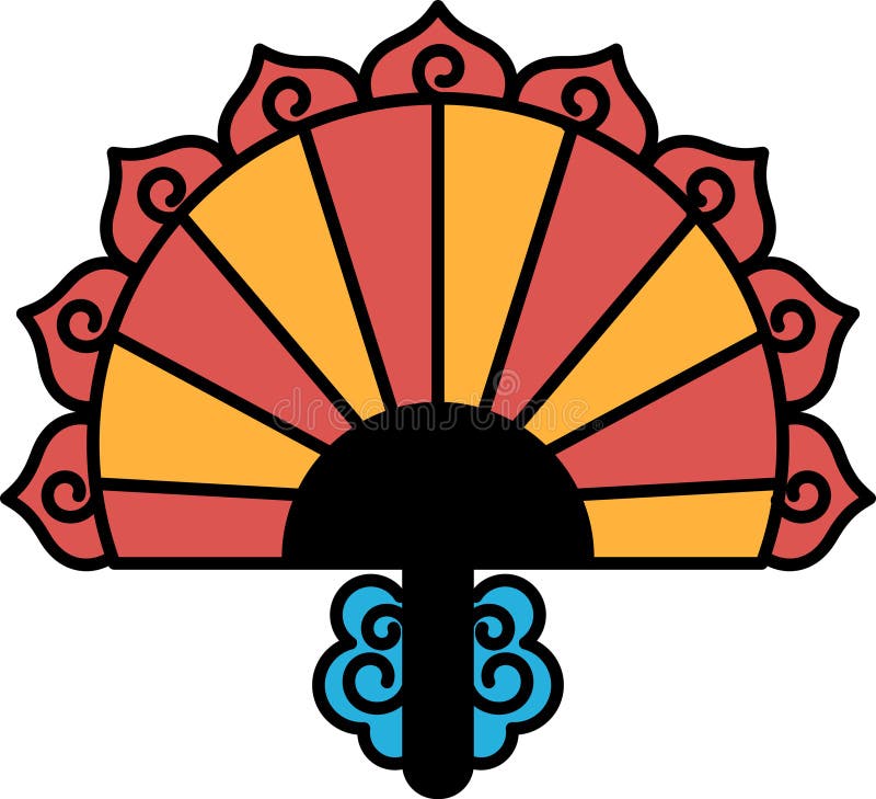 A Colorful Fan with a Black Handle Stock Vector - Illustration of black ...