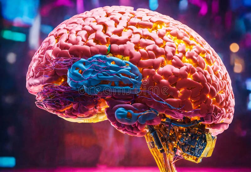 Colorful Fantastic Electronic Human Brain Shaped Chip Stock ...