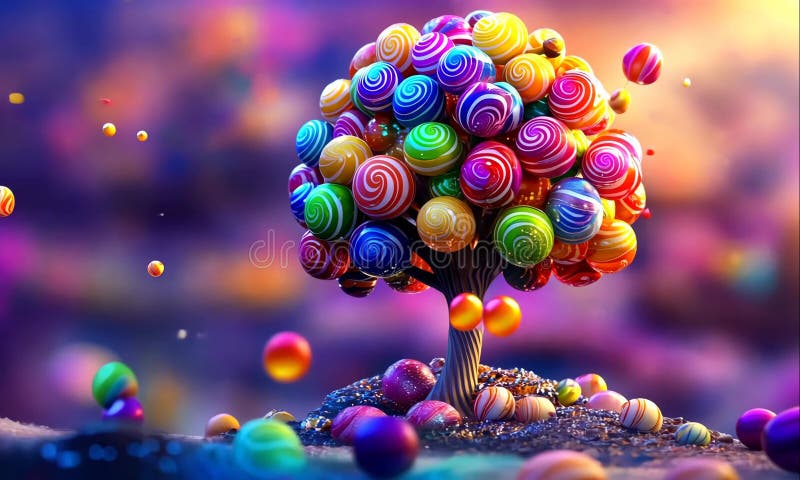 Colorful Fantasy Candy Tree Stock Footage - Video of lollipop, food ...