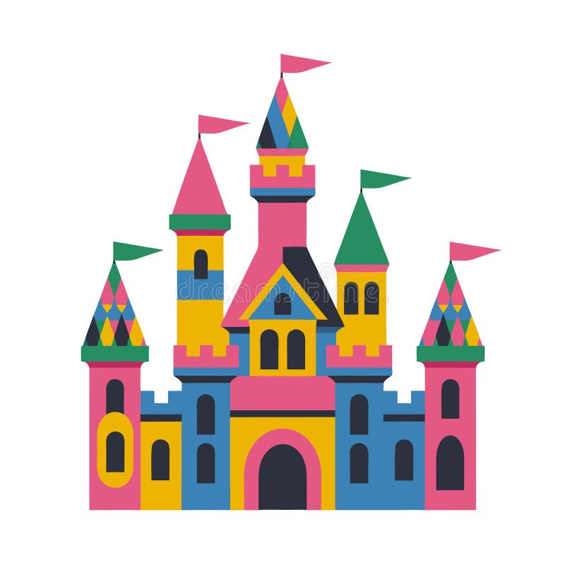 Colorful Fantasy Castle Vector Illustration for Children and Creative ...