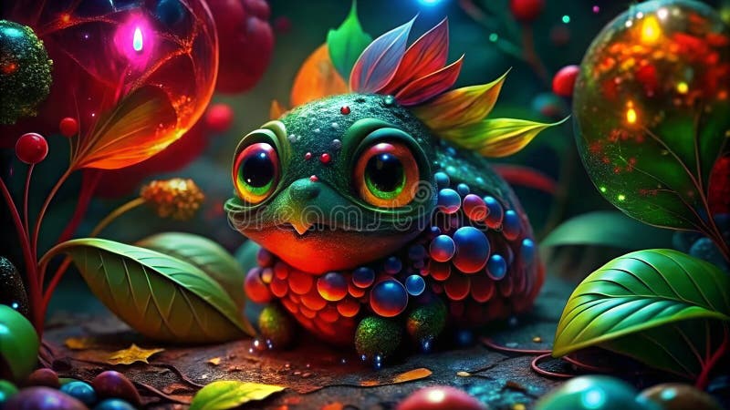 Colorful Fantasy Creature with Vibrant Textures and Foliage Stock ...
