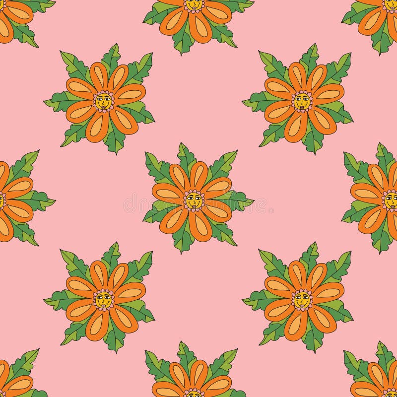 Colorful Fantasy Doodle Cartoon Groovy Flower Seamless Pattern. Floral ... Colorful Fantasy Doodle Cartoon Groovy Flower Seamless Pattern. Floral ...