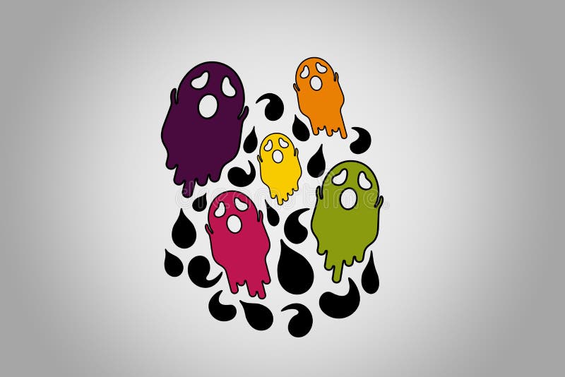 Colorful Fantasy Ghosts on White Background Stock Illustration ...