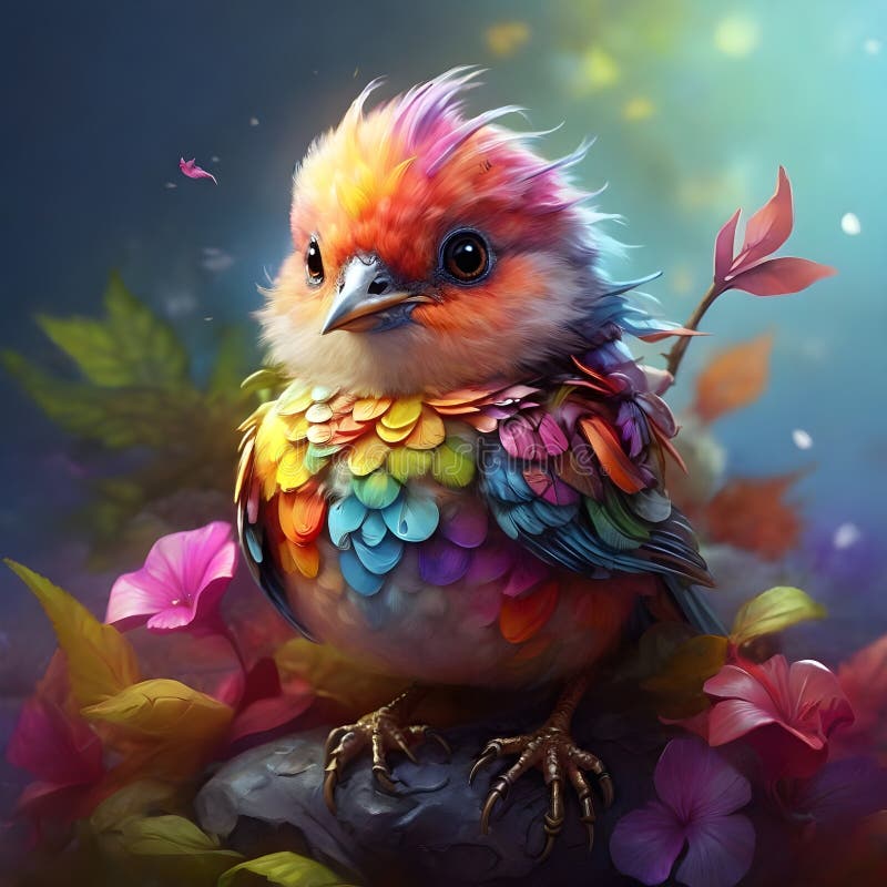 Colorful Fantasy Little Bird Stock Illustration - Illustration of ...