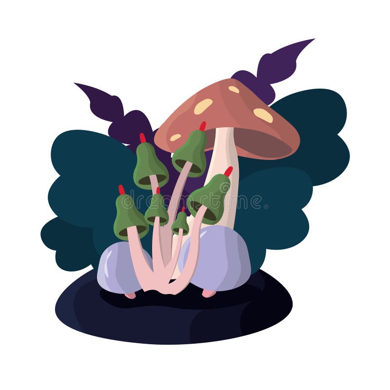 Colorful Fantasy Mushrooms Set. Vector Stock Vector - Illustration of ...