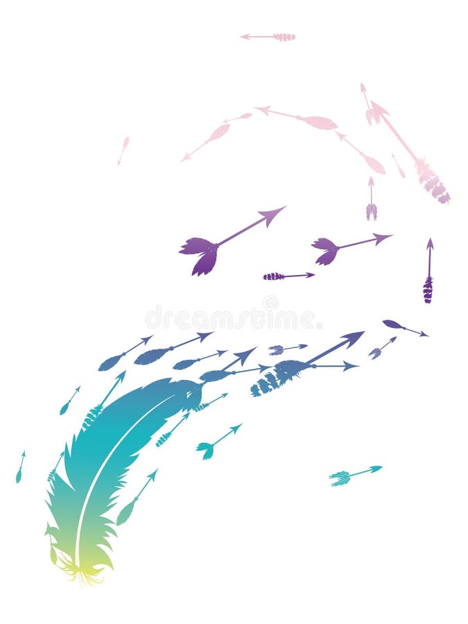 Colorful Feather and Arrows Stock Vector - Illustration of graphic ...
