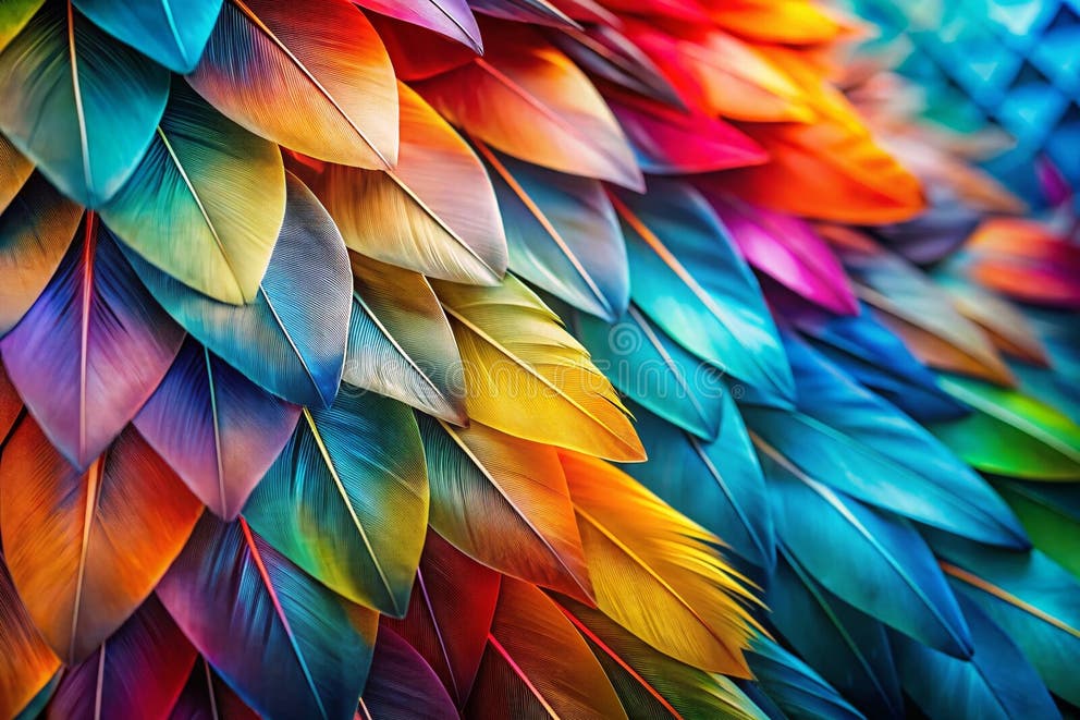 Colorful Feather Background with Geometric Patterns a Striking Visual ...