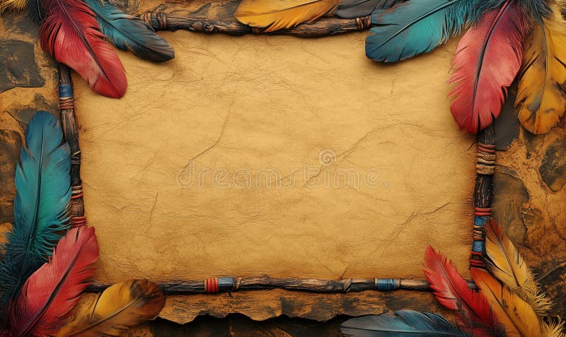 Colorful Feather Border Frame with Textured Background for Creative ...