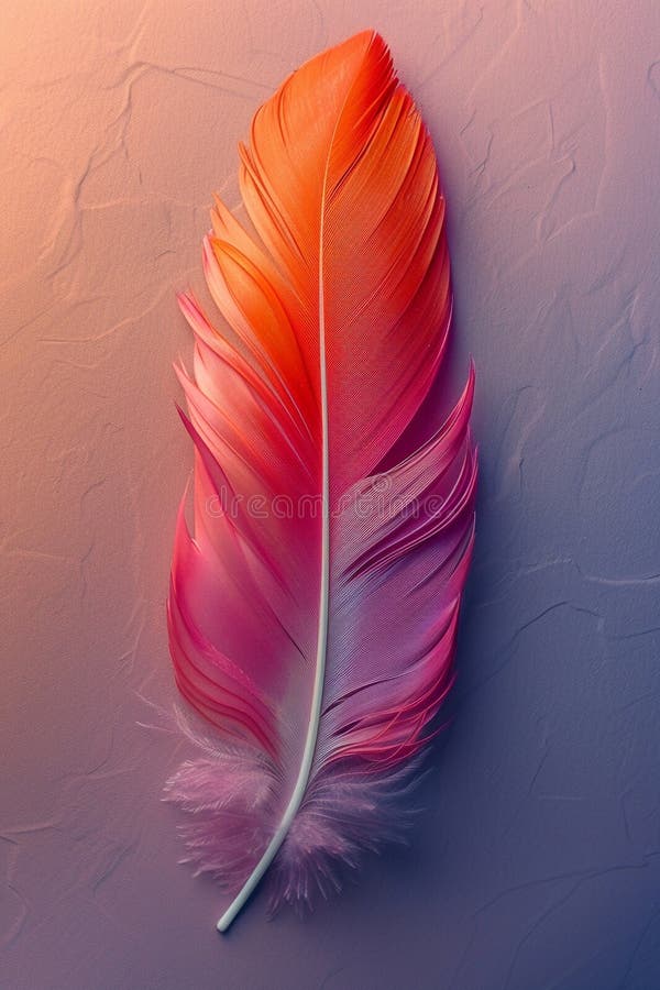 A Colorful Feather Floating in the Air, a Solid Color Background, a ...