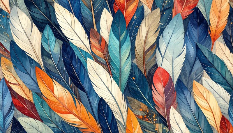 Colorful Feather Pattern Background Stock Image - Image of bird, light ...