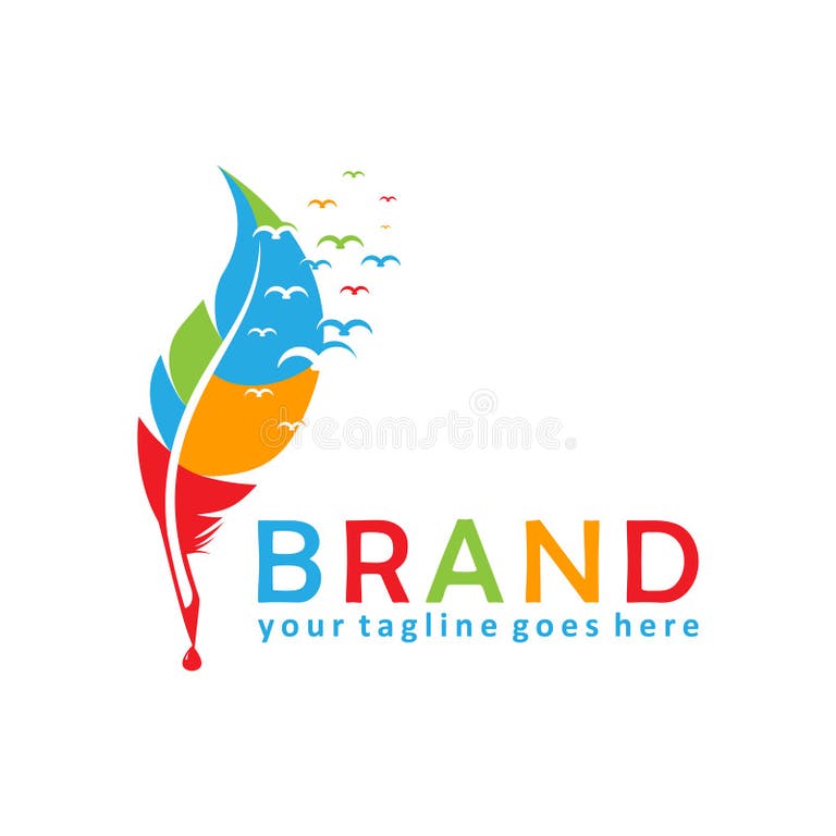 Colorful Feather Pen Logo Design Stock Photo - Image of teaching ...
