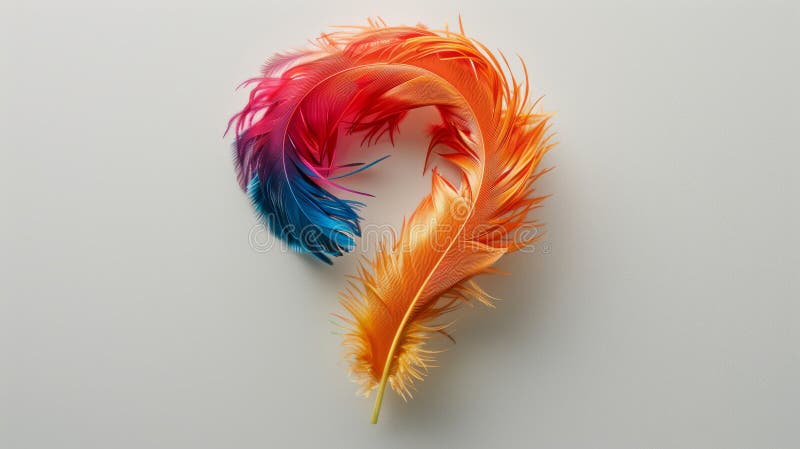 Colorful Feather in the Shape of a Question Mark on White Background ...