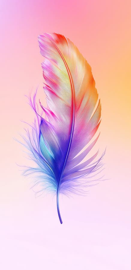 Colorful Feather with Soft Edges Against a Vibrant Gradient Background ...