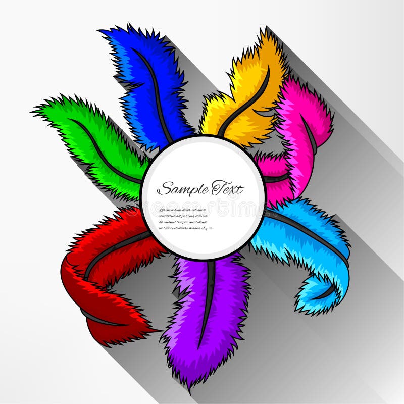 Colorful Feathers Cartoon Sign Background Stock Vector - Illustration ...