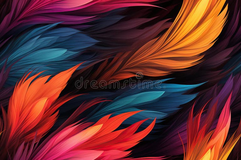 Colorful Feathers, Firebird Feather Pattern. Bright Background Stock ...