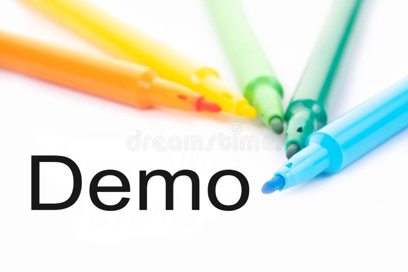 DEMO Word Made with Building Blocks Isolated on White Stock Photo ...