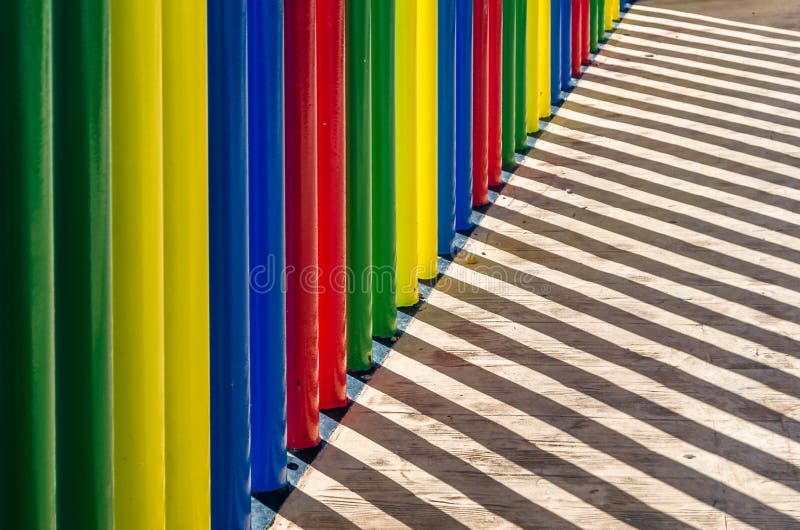 Colorful Fence and Its Shadow Stock Image - Image of reflection ...