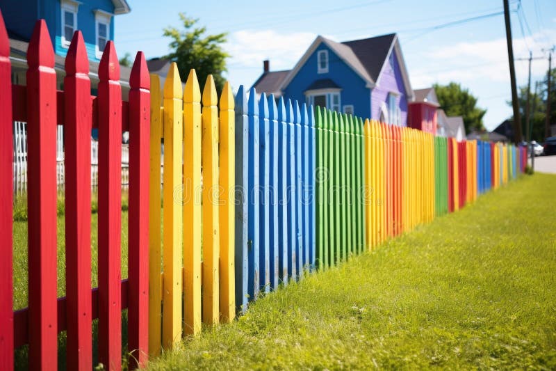 Colorful Fence Posts in Various Bright Hues Stock Photo - Image of ...