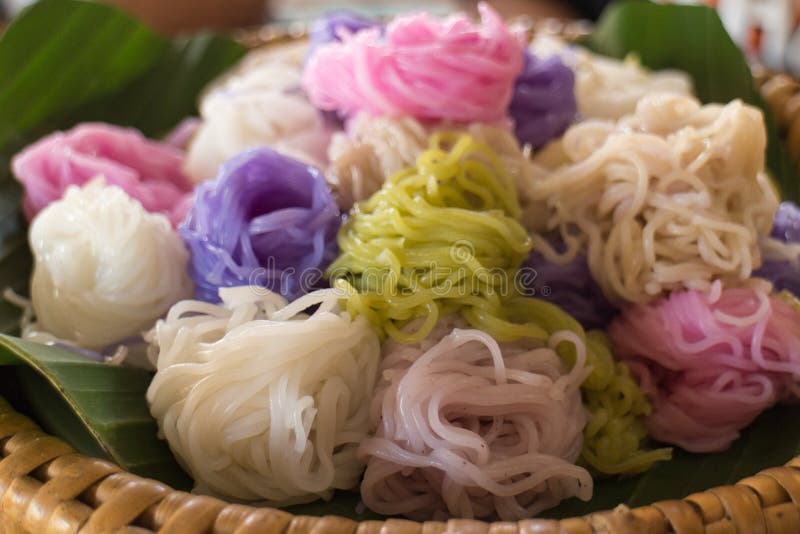 Colorful Fermented Rice Flour Noodles Stock Photo - Image of mixed ...