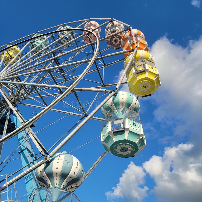 Colorful Ferris Wheel Baskets Stock Image - Image of leisure, vehicle ... Colorful Ferris Wheel Baskets Stock Image - Image of leisure, vehicle ...