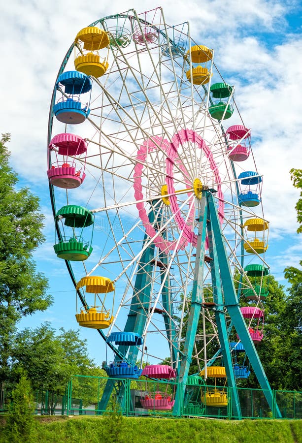 Colorful ferris wheel. stock photo. Image of activity - 96307162